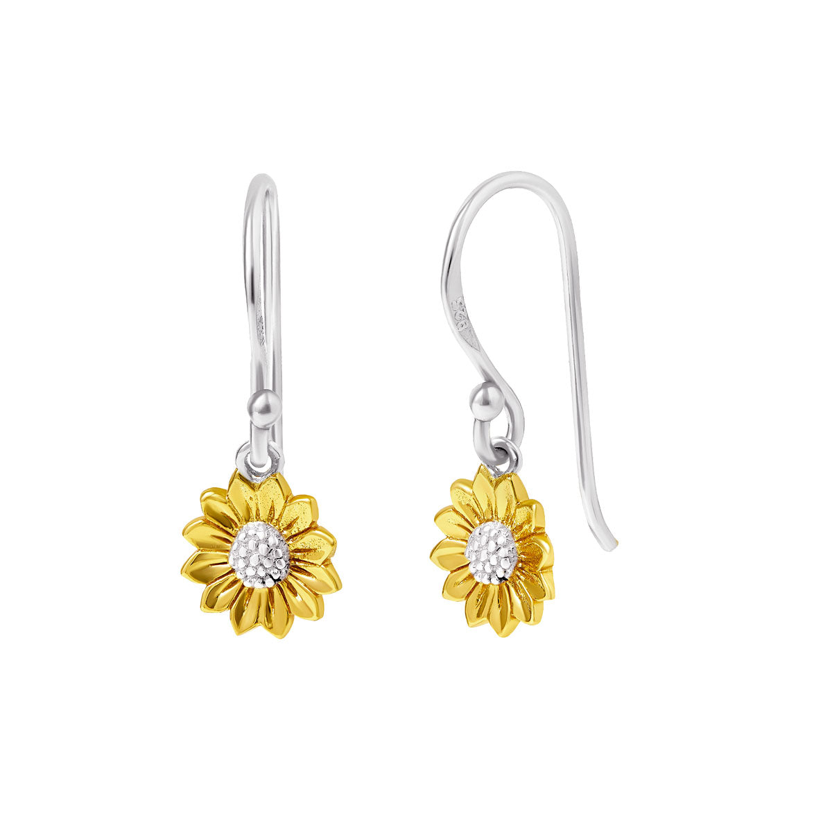 Tiny Delicate Sunflower Two Tone Earrings – Midsummer Star
